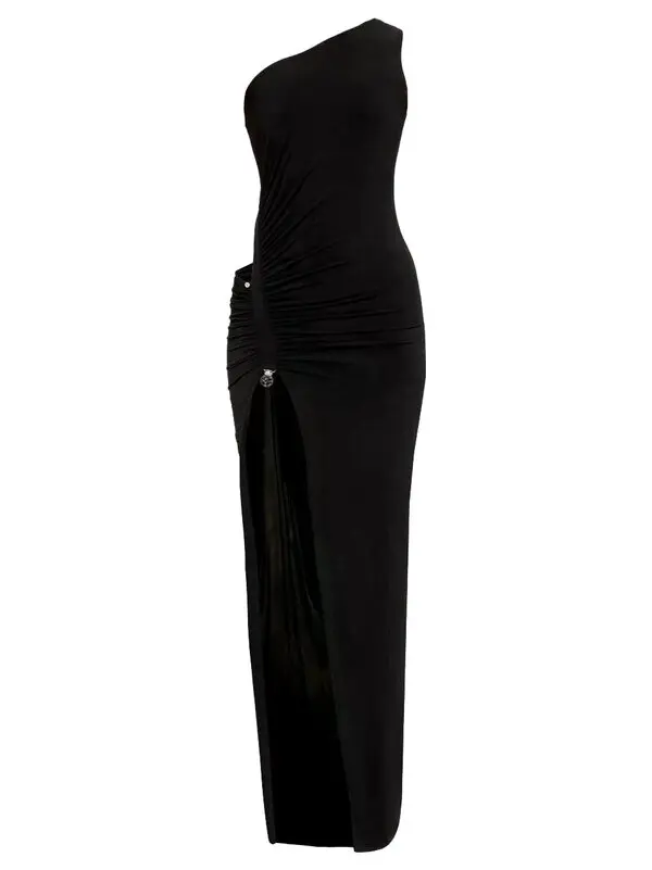 NISSA Maxi Backless One-shoulder Dress - Black