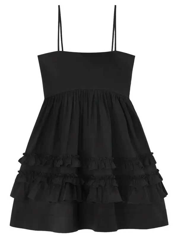 GANNI Ruffled Mini Dress - Black