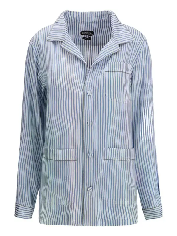 TOM FORD Striped Silk Shirt - Blue
