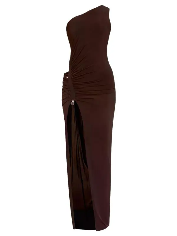 NISSA One-shoulder Cut-out Maxi Dress - Brown