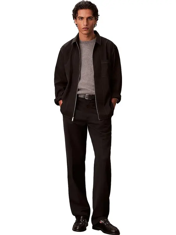 Calvin Klein Wool Blend Relaxed Shirt Jacket - Black