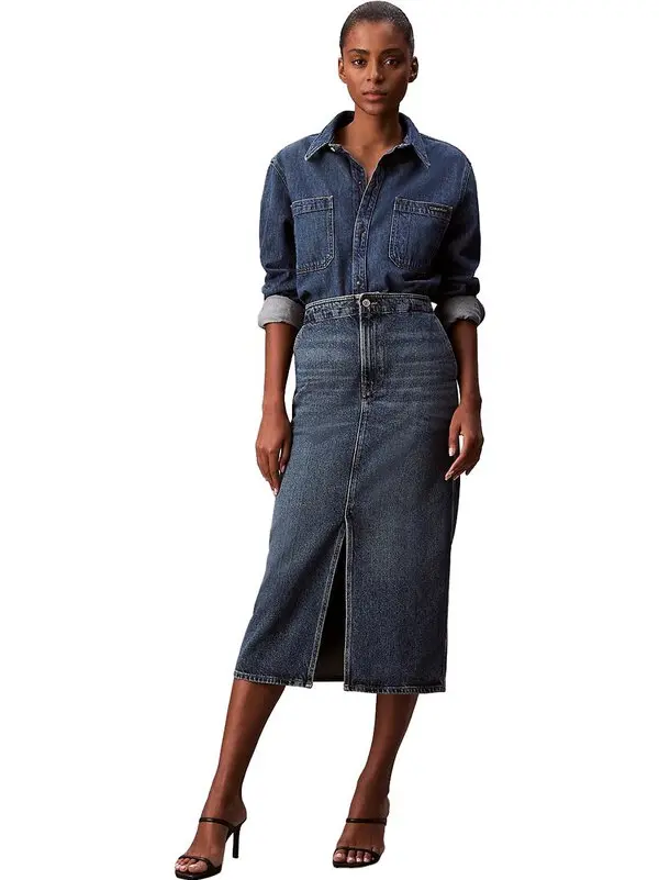 Calvin Klein Denim Maxi Carpenter Skirt - Tinted Orchard