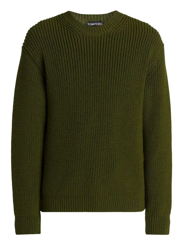 TOM FORD Crewneck Merino Wool Sweater - Olive