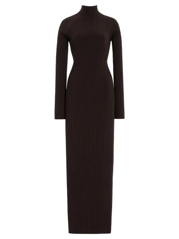 HIGH SPORT Alice Ribbed-knit Maxi Dress - Black
