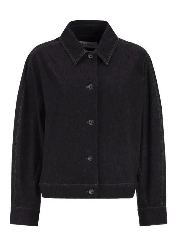 Max Mara Mxpnettare Denim-effect Jersey Jacket - Dark Blue