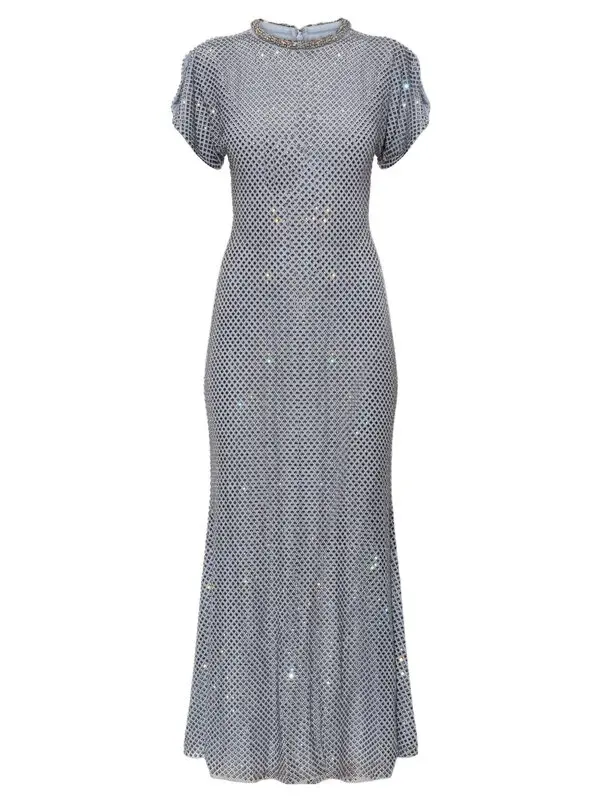 SELF-PORTRAIT Shimmering Crystal Dress - Blue