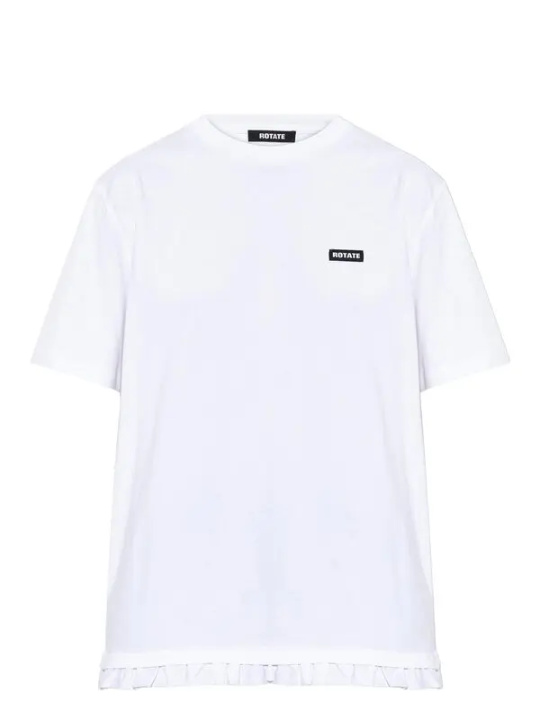 ROTATE BY BIRGER CHRISTENSEN Oversized T-shirt With Ruffle Hem - White
