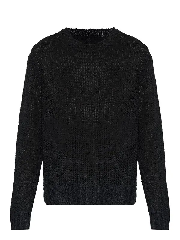 JIL SANDER Linen Sweater With Raw-finished Hem - Black