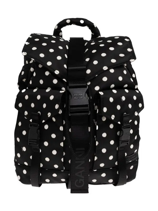 GANNI Polka Dot Patterned Backpack - Black