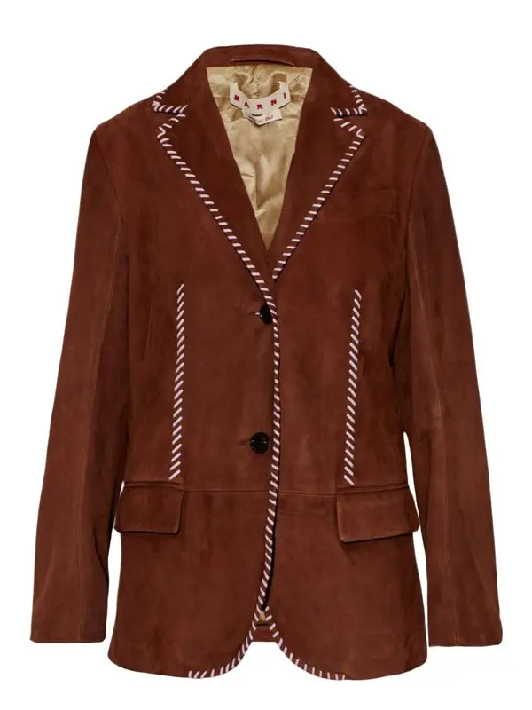 Marni Leather Blazer - Brown