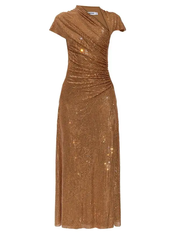 SELF-PORTRAIT Sequin Maxi Dress - Beige