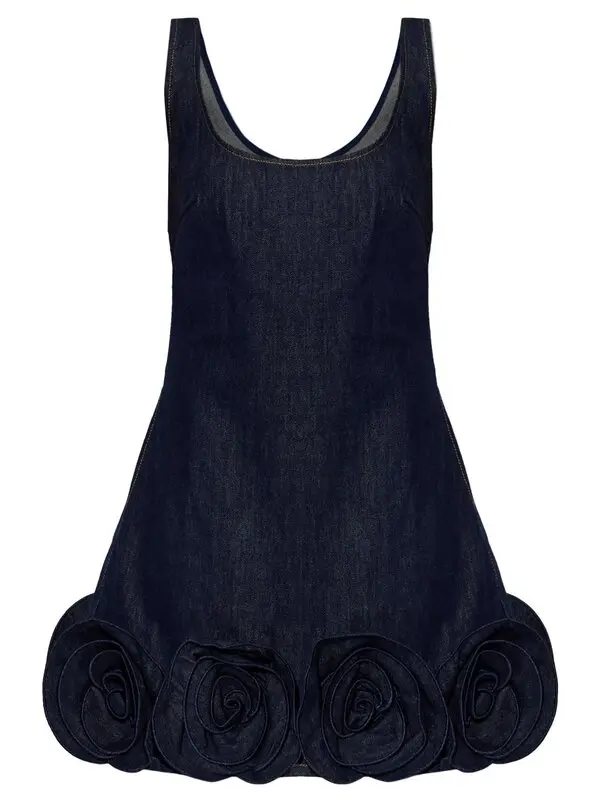 SELF-PORTRAIT Denim Strappy Dress - Navy Blue