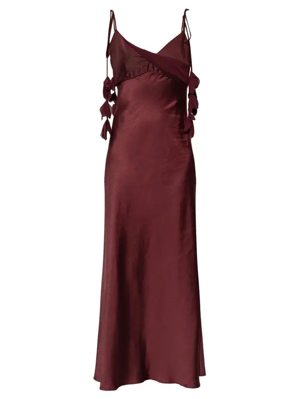 SELF-PORTRAIT Satin Slip Dress - Burgundy