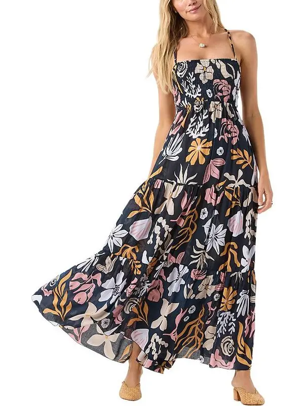 Tiare Hawaii Kailani Strappy Back Maxi Dress - Shellscapes Black