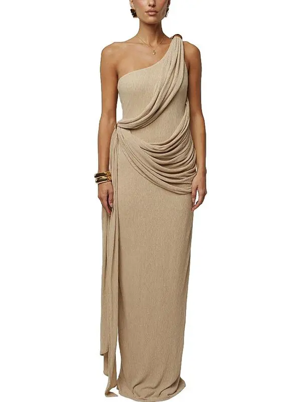 JLUXLABEL Draped Wrap Dress - Beige