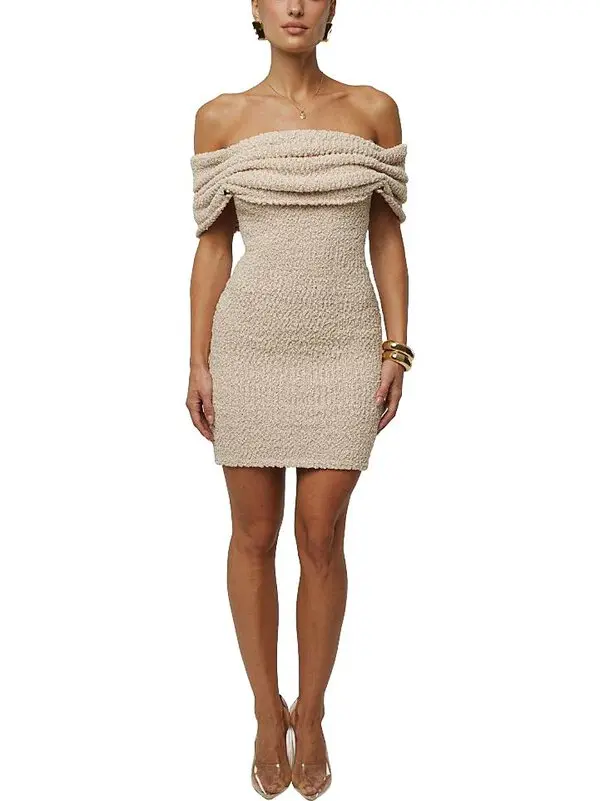 JLUXLABEL Off-the-shoulder Mini Dress - Beige