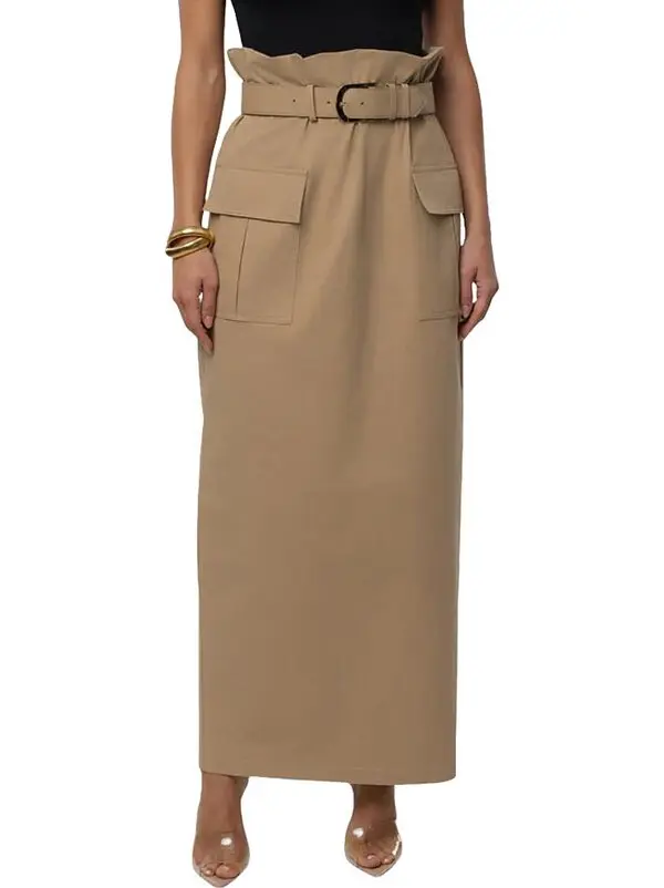 JLUXLABEL Belted Cargo Maxi Skirt - Beige