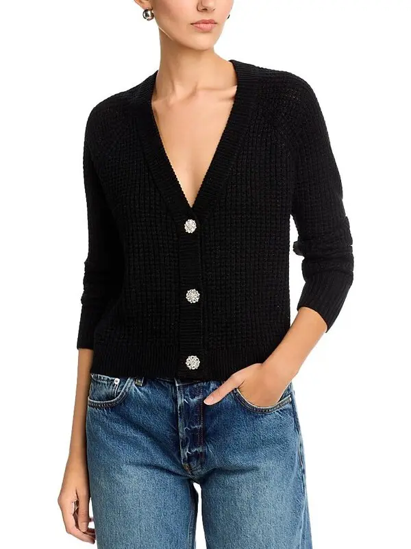 SINGLE THREAD Metallic Knit Cardigan - Black