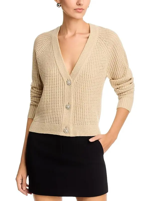 SINGLE THREAD Metallic Knit Cardigan - Champagne