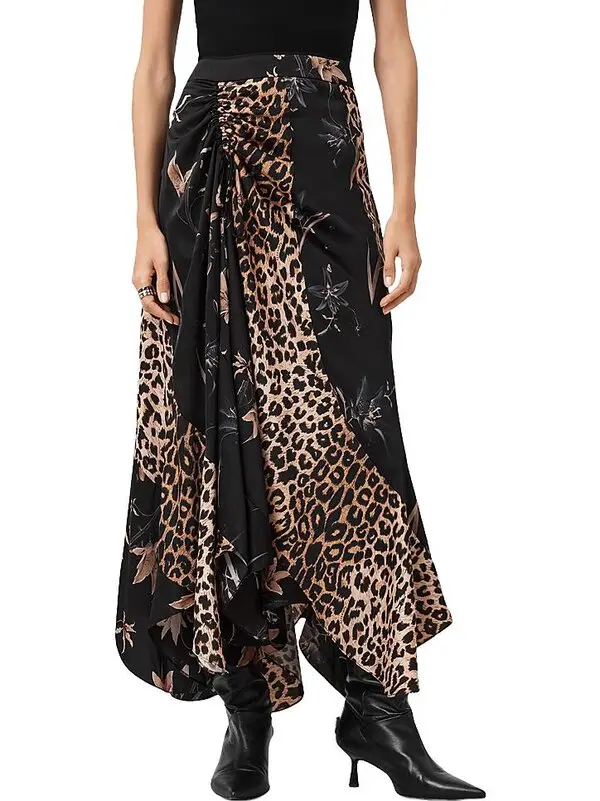 ALLSAINTS Arleen Ruched Maxi Skirt - Petra Black