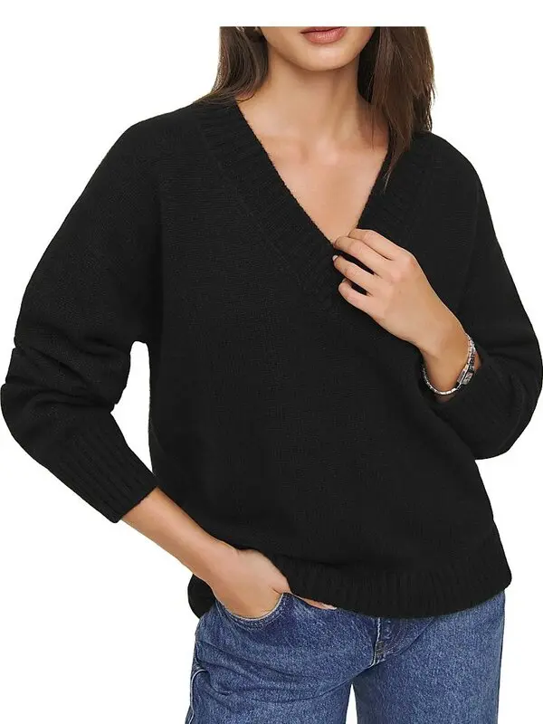 REFORMATION Jadey Cashmere Wool V-neck Sweater - Black