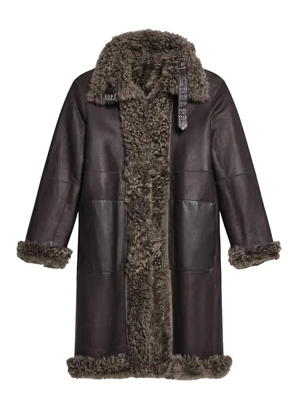 Helmut Lang Reversible Curly Shearling Coat - Grey