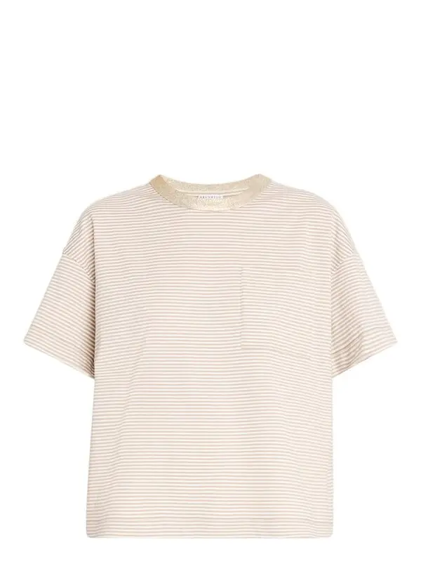 Brunello Cucinelli Striped Jersey T-shirt - White And Sahara