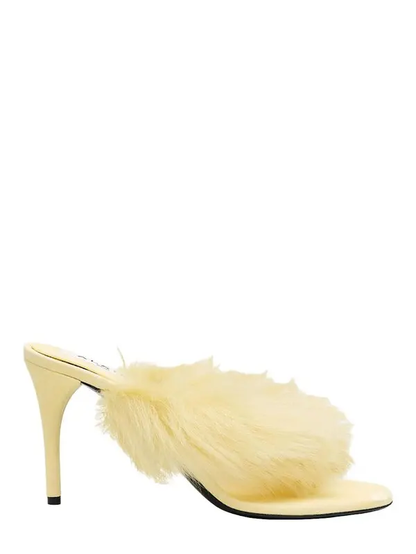 Alaïa 90mm Shearling And Leather Thong Sandals - Jaune Pale