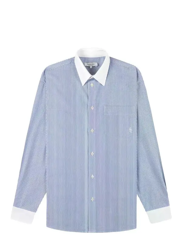 SPORTY & RICH Striped Collared Shirt - Blue