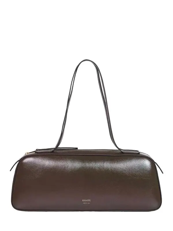 Khaite Simona Crackle Patent Elongated Tote Bag - Brown