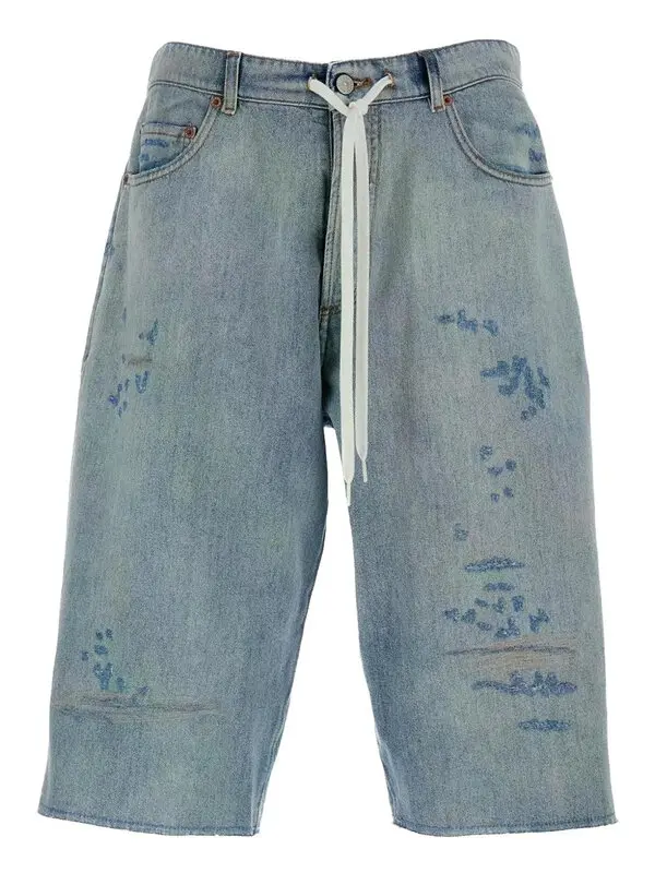 MAISON MARGIELA Logo-patch Bermuda Shorts - Blue