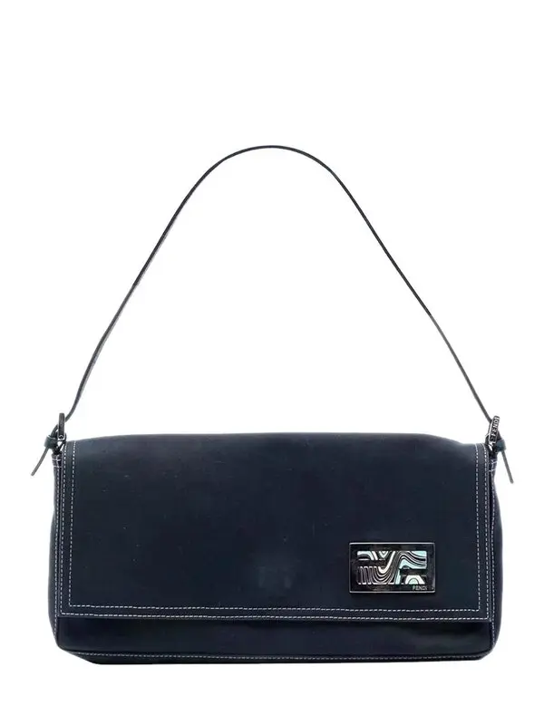 Fendi 20th Century Canvas Ff Marble Baguette Shoulder Bag - Blue