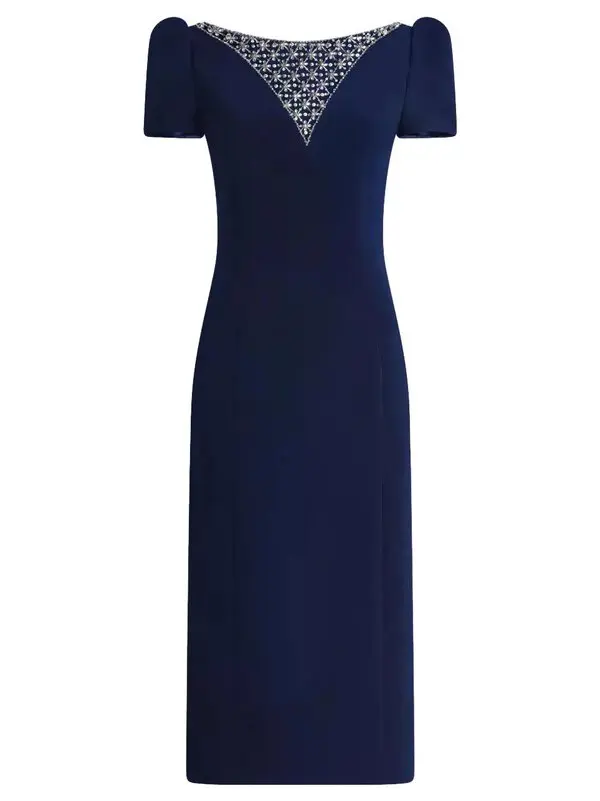 Jenny Packham Vienna Embellished Short-sleeved Midi Dress - Blue