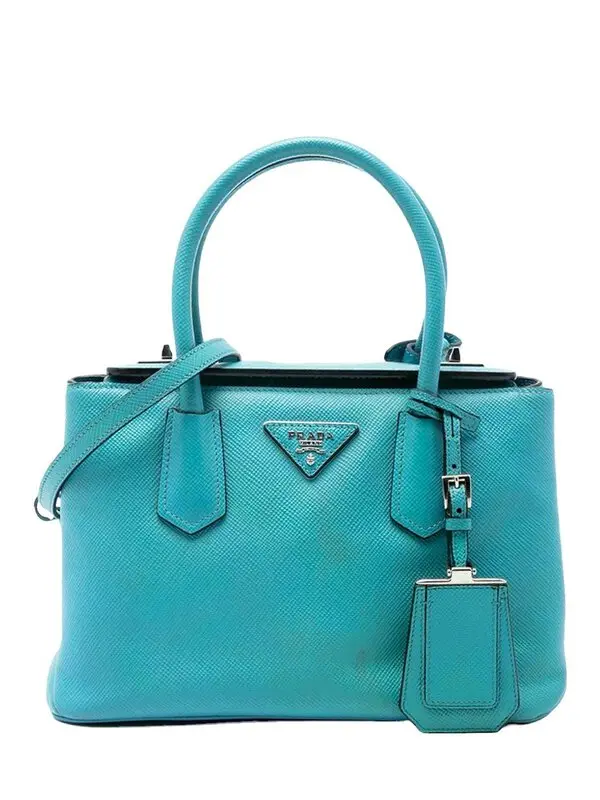 Prada Saffiano Cuir Turnlock Satchel - Blue