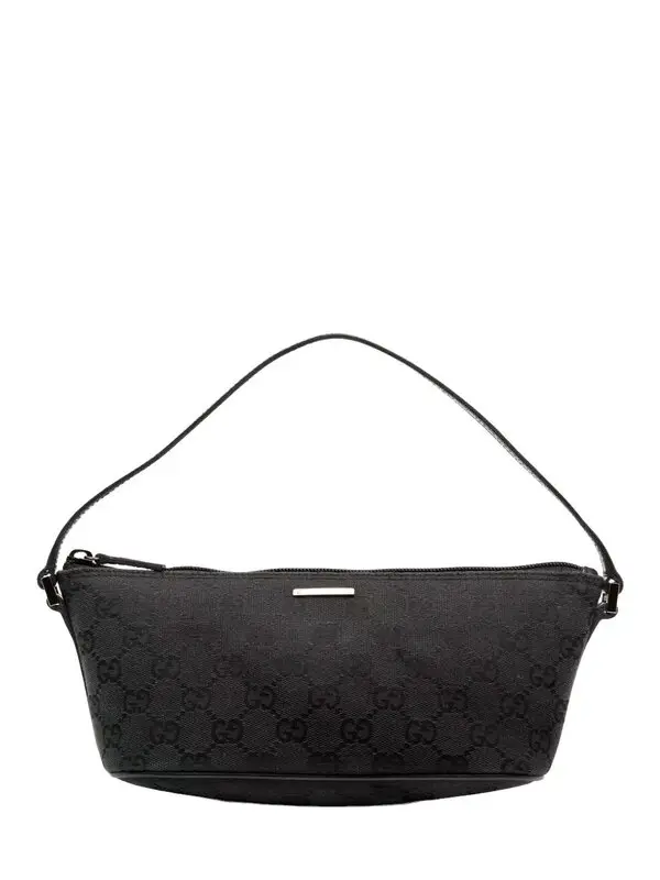 Gucci Gg Canvas Boat Shoulder Bag - Black