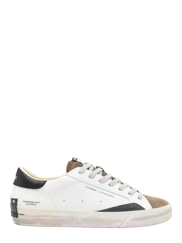 CRIME LONDON Panelled Distressed Sneakers - White
