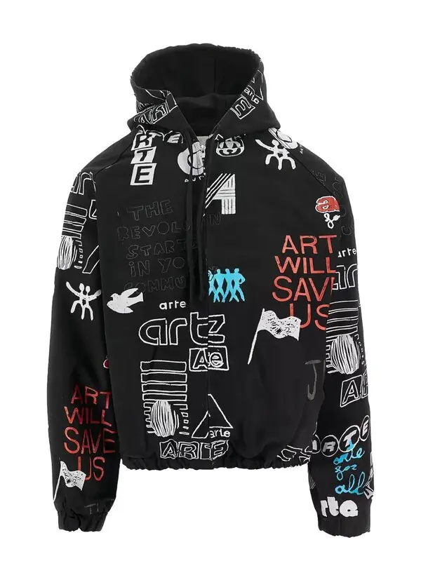 ARTE ANTWERP Graphic-print Hoodie - Black