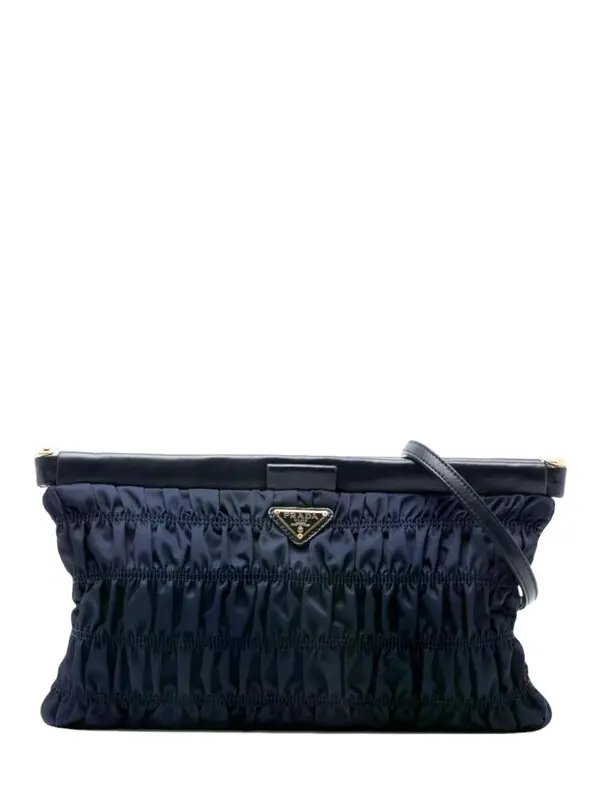 Prada 2000-2013 Tessuto Gaufre Crossbody Bag - Blue