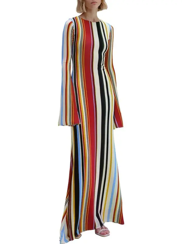 CALA DE LA CRUZ Amay Striped Maxi Dress - White