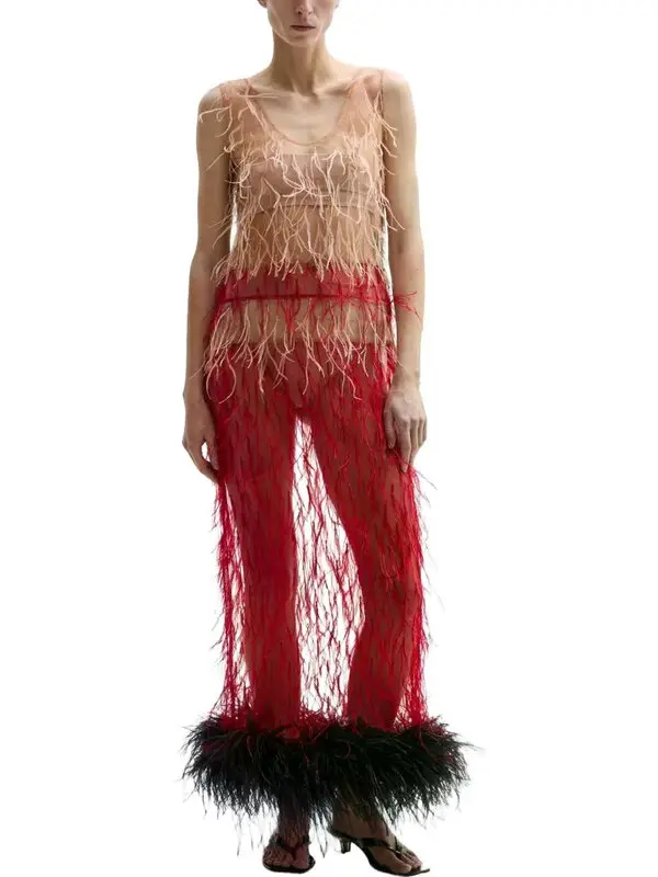 ATU BODY COUTURE Feathered Dress - Red