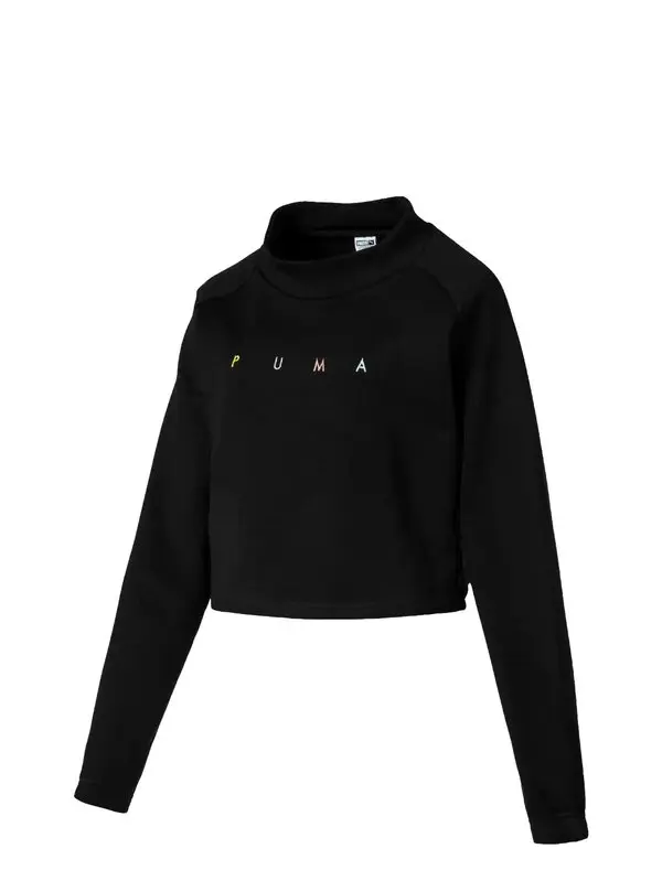 PUMA Graphic Cropped Sweater - Black