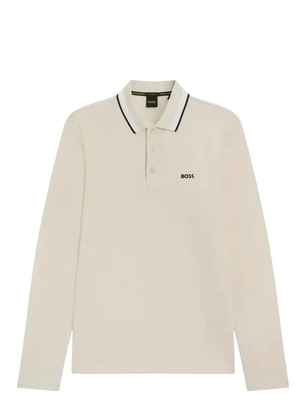 BOSS Striped-collar Polo Shirt - Neutrals
