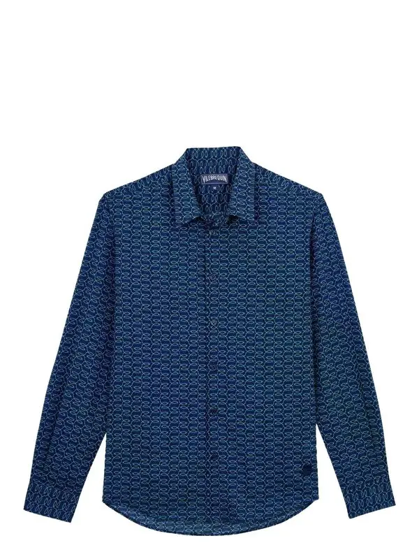 Vilebrequin Long-sleeved Logo-print Shirt - Blue
