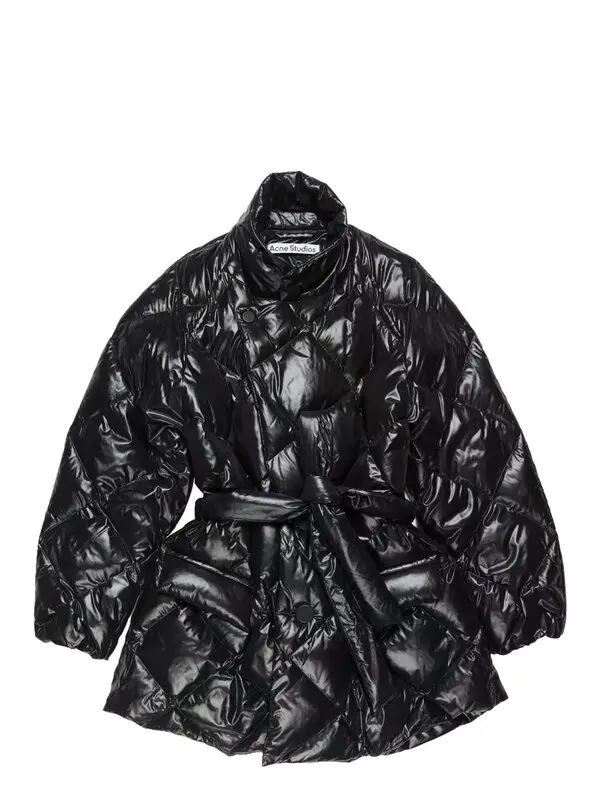 Acne Studios Quilted Belted Padded Coat - Black