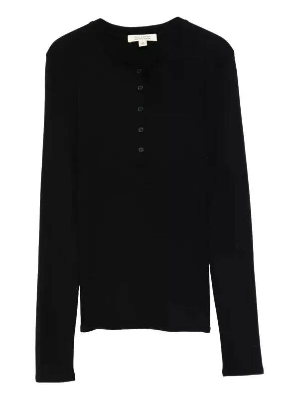 NILI LOTAN Button-fastening Polo Top - Black