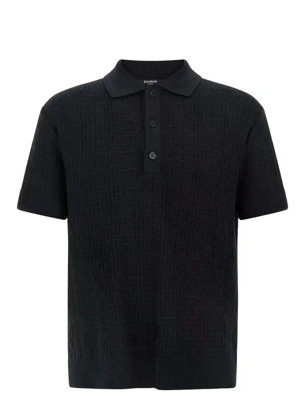 Balmain Monogram Polo Shirt - Blue