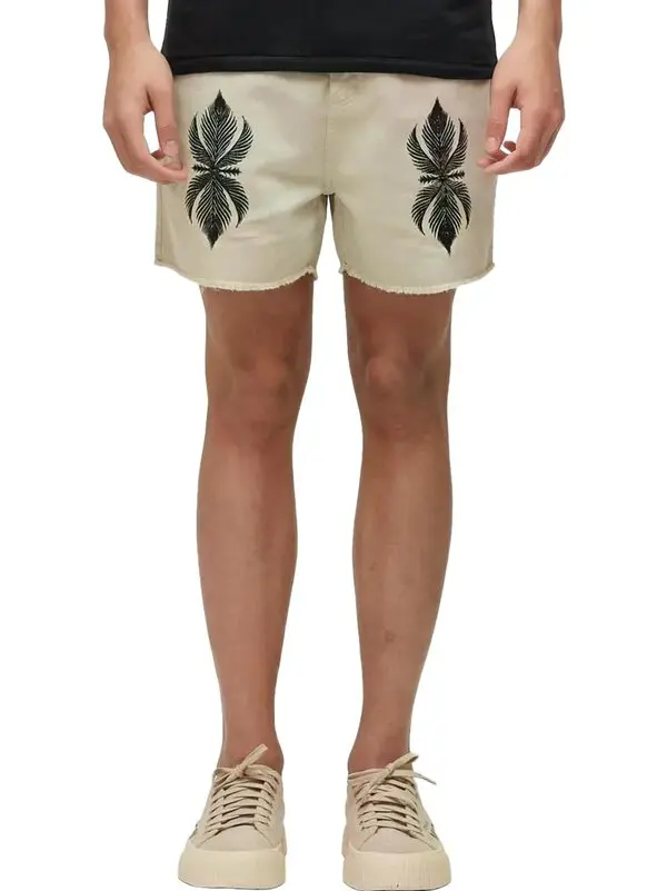 OSKLEN Leaf-embroidered Shorts - Neutrals