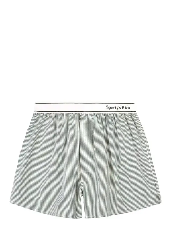 SPORTY & RICH Striped Waistband Shorts - White