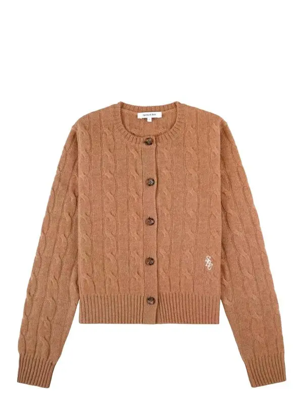 SPORTY & RICH Cable-knit Buttoned Cardigan - Brown