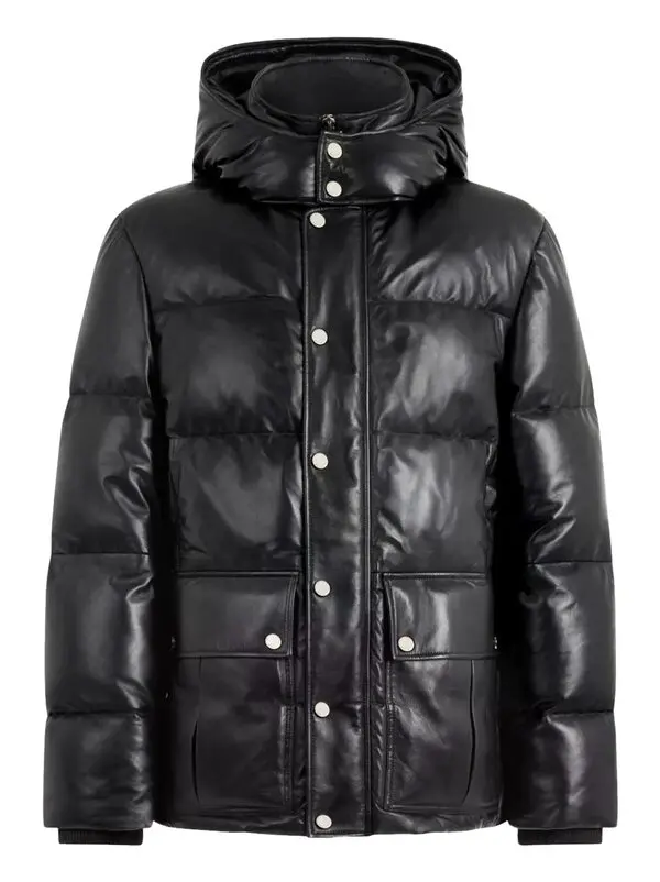 Bally Hooded Leather Puffer Jacket - Black